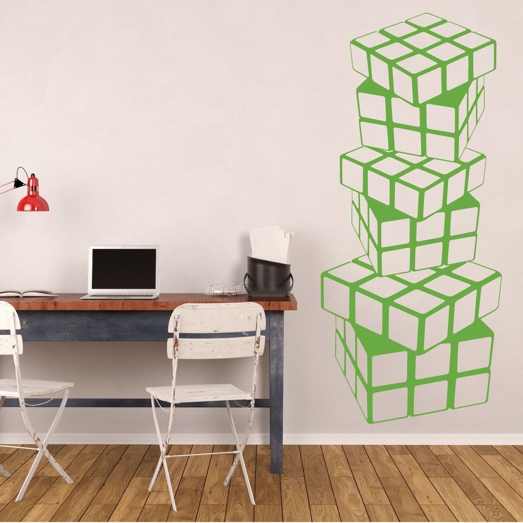 Wall Decals Teen Boys Room Stacked Rubik's Cubes Vinyl Sticker for ...