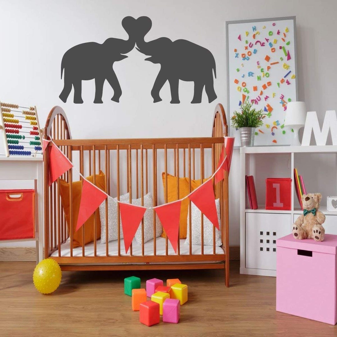 Elephant Nursery Wall Decor - Personalized Vinyl Decal for Children's ...