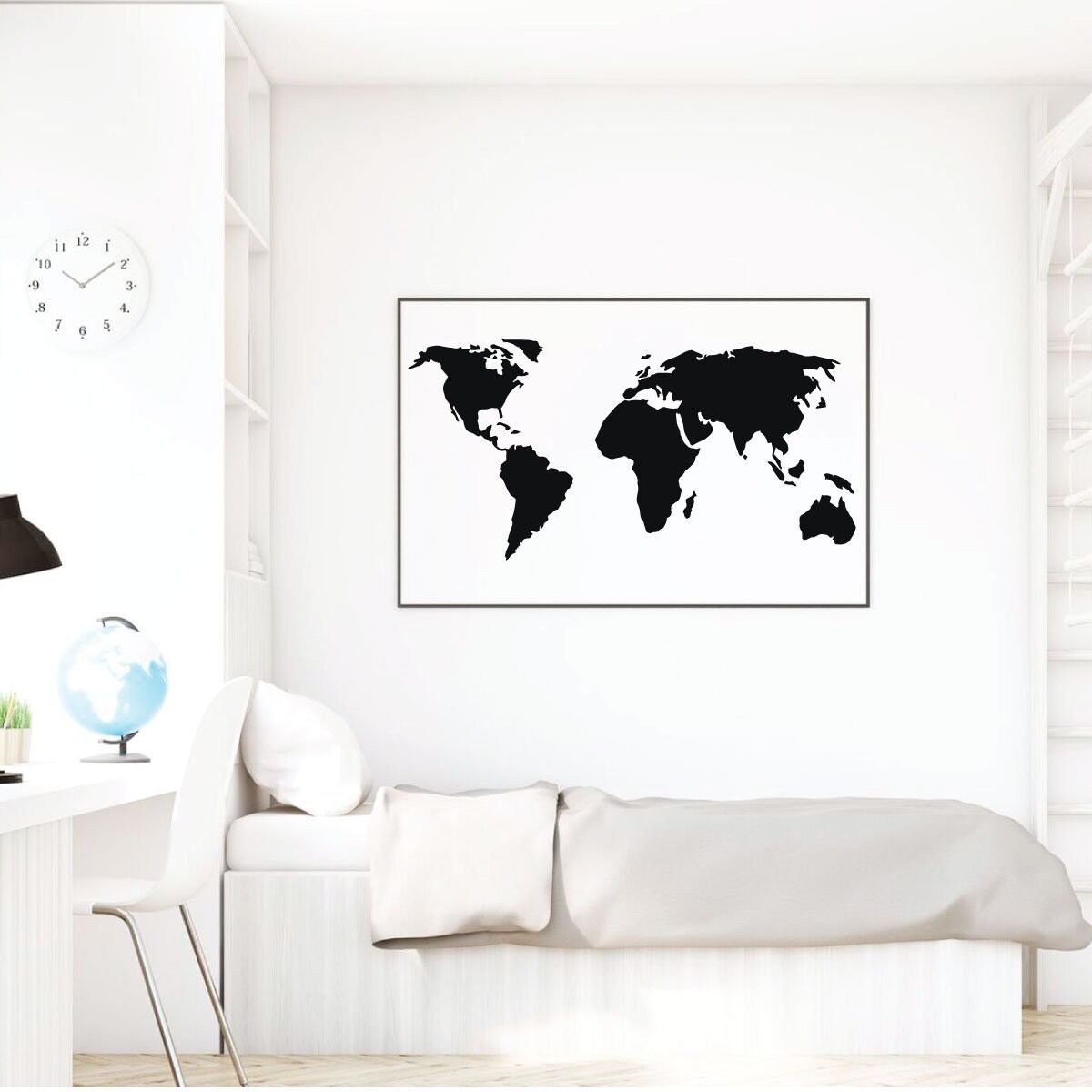 World Map Wall Decal Classroom Decorations - Vinyl Sticker Wall Decal ...