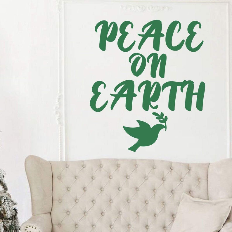 Christmas Decoration - Peace on Earth - Holiday Vinyl Wall Decal for ...