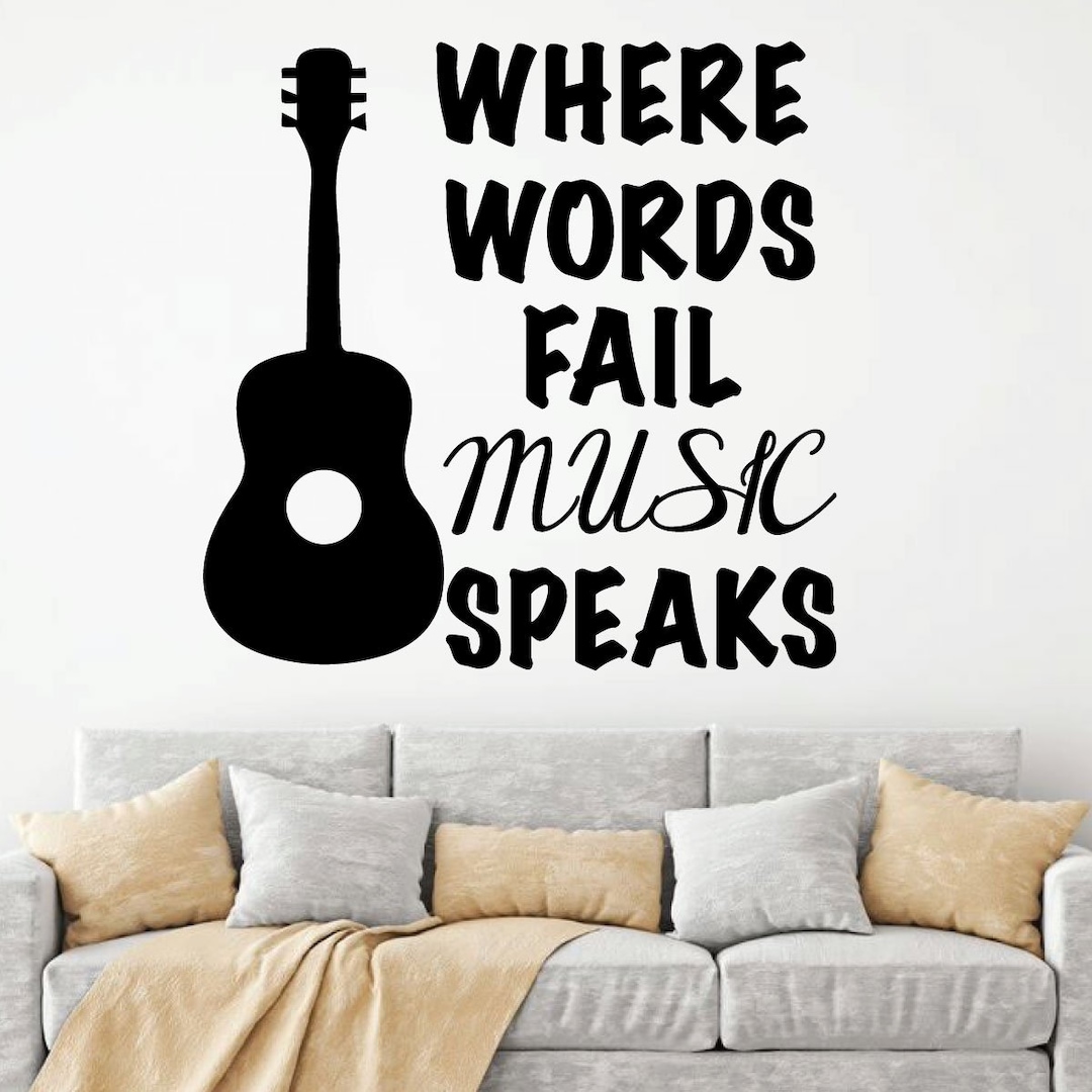 Where Words Fail Music Speaks Wall Decal - Musician Gifts for Bedroom ...