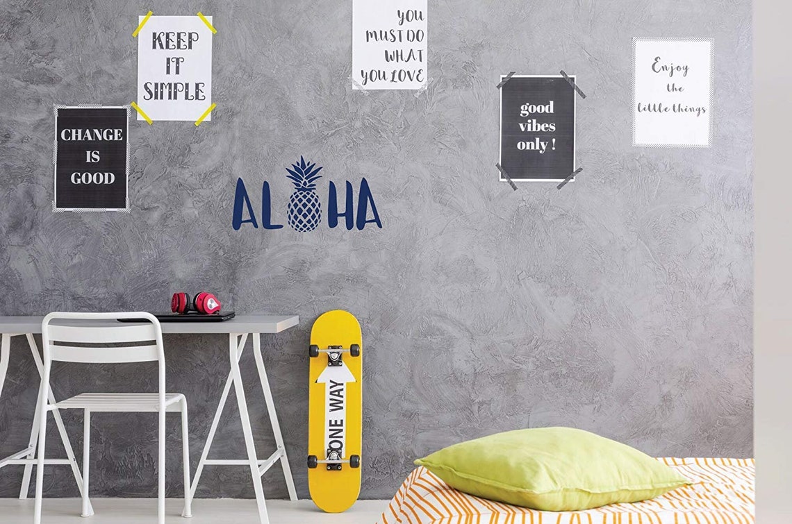 Aloha Wall Decal Sticker With Hawaiian Pineapple Design | Etsy