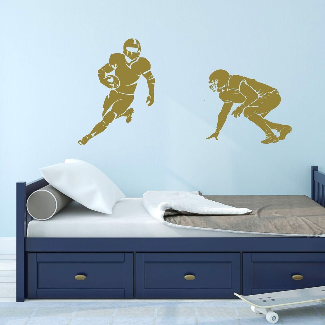 Two Football Players Wall Decal - Vinyl Sticker for Boy's Bedroom Decor ...