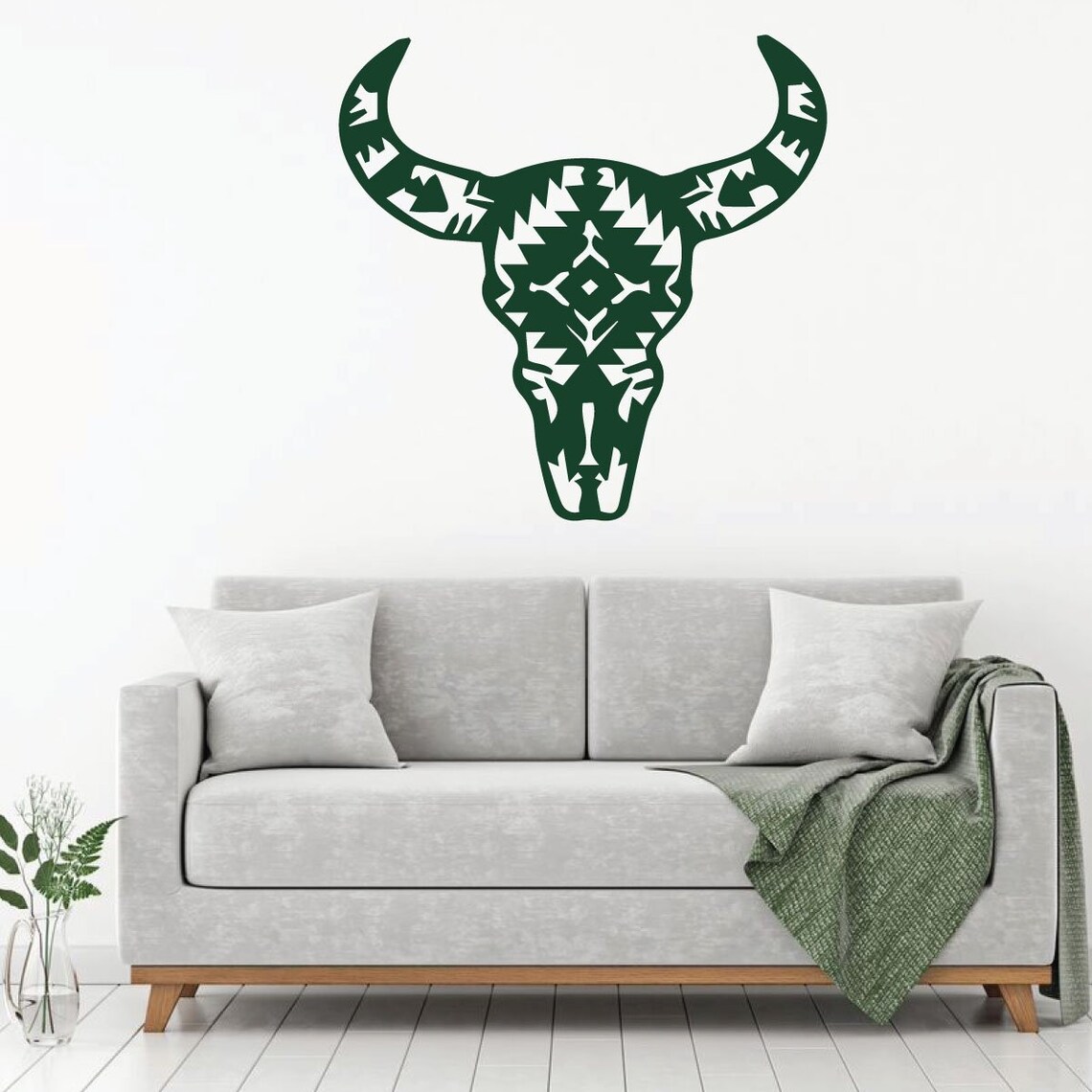 Cow Aztec Skull Wall Decal Design - Vinyl Decoration for Bedroom ...