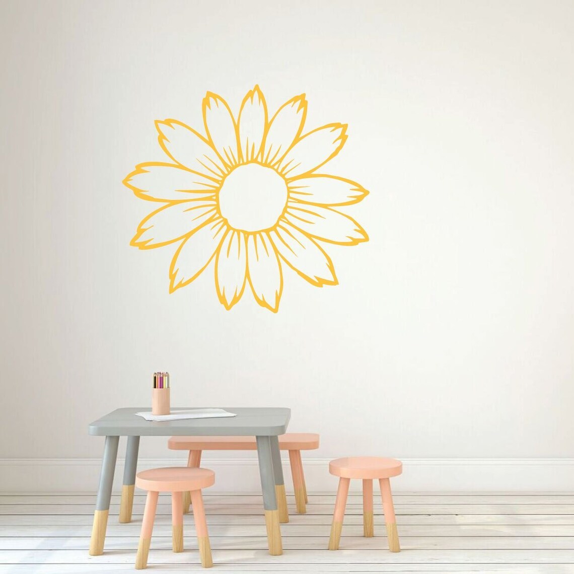 Sunflower Wall Decal Silhouette Flower Vinyl Decor for - Etsy