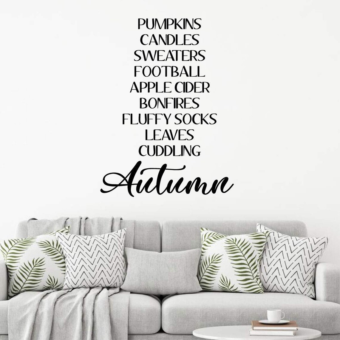 Fall Season Wall Decal Pumpkins Candles Apple Cider Leaves - Etsy