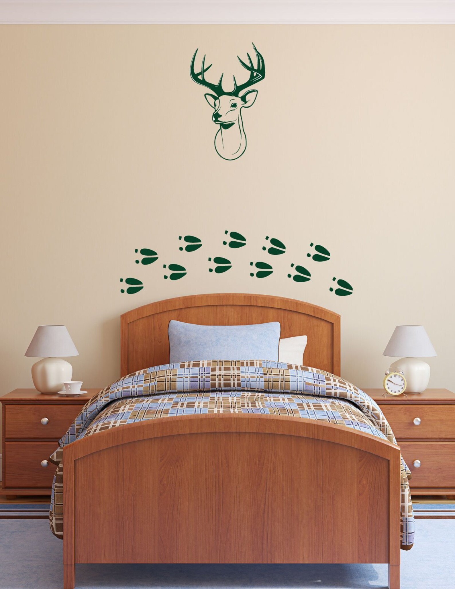 Deer Head Wall Decor - Vinyl Wall Art Decal Sticker - Deer Decorations ...