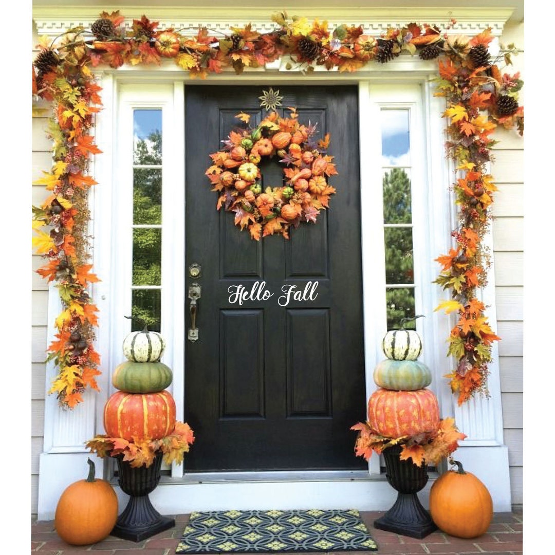 Front Door Decal - Hello Fall - Vinyl Sticker Decal for Fall Decoration ...