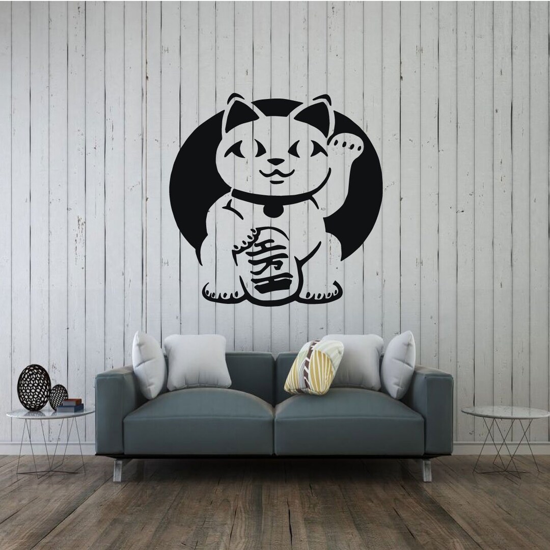 Chinese Lucky Cat Decal - Maneki-neko Japanese Beckoning Good Luck ...