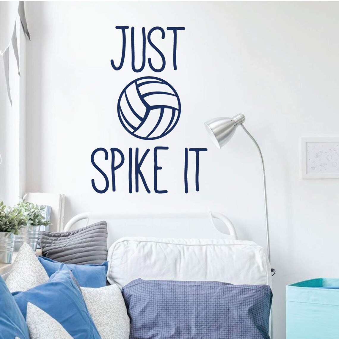 Volleyball Wall Decal - Just Spike It - Vinyl Decor for Bedroom or ...