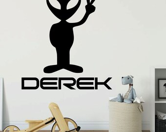 Alien Abduction UFO Mountains Wall Decal Art Sticker Vinyl Home Decor ...