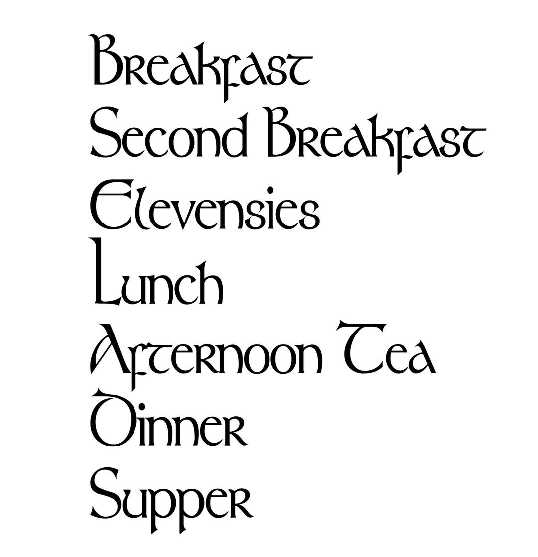 Custom Request | Hobbit Meal Times - Etsy