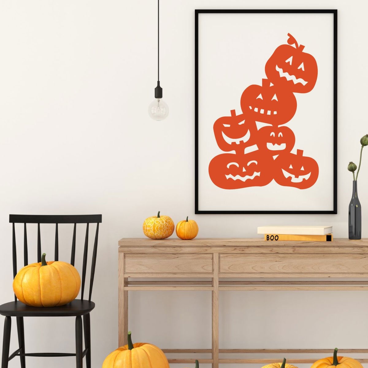 Halloween Decoration Stacked Pumpkins Wall Decal Fall | Etsy