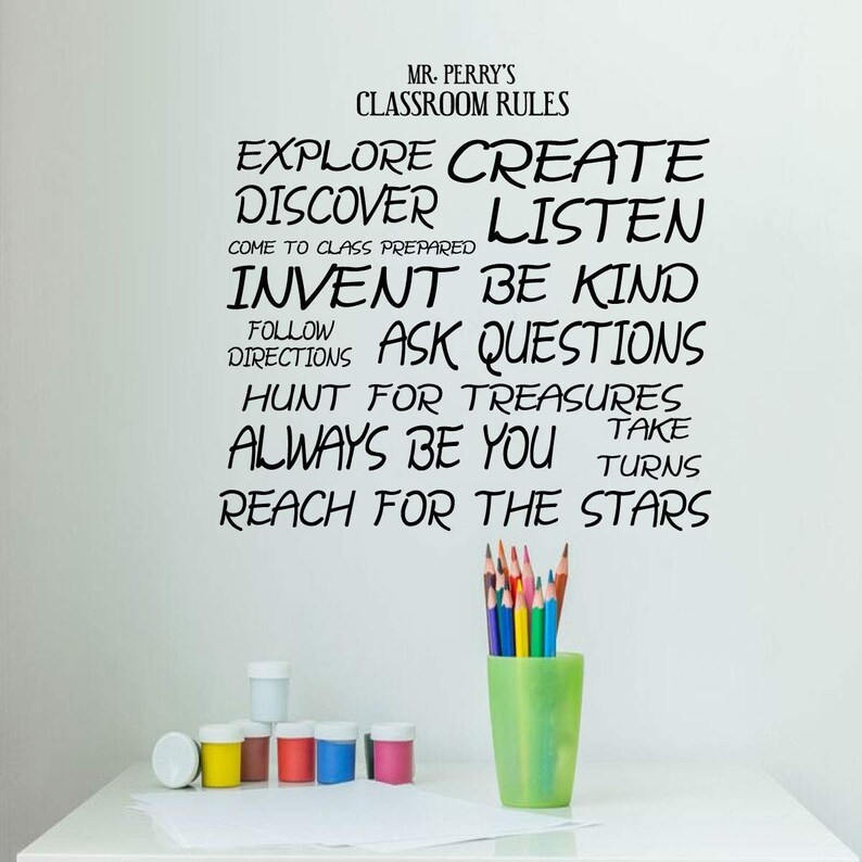 Personalized Teacher Decoration | Fun Classroom Rules Vinyl Wall Decal ...