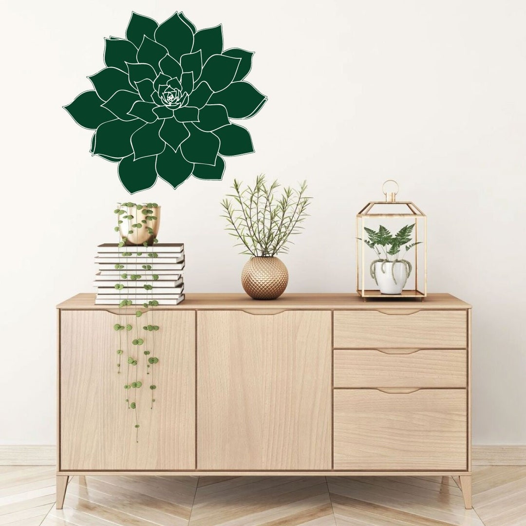 Succulent Wall Decal - Vinyl Art Decoration for Living Room, Bedroom or ...