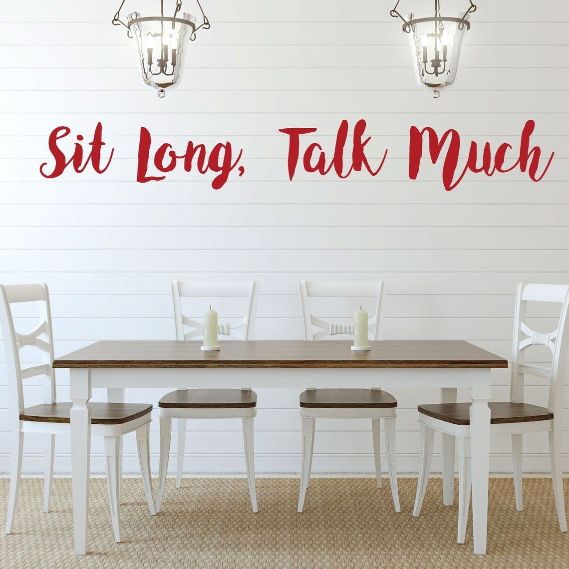 Kitchen Wall Decor - Sit Long, Talk Much - Fun Vinyl Decal for Home ...