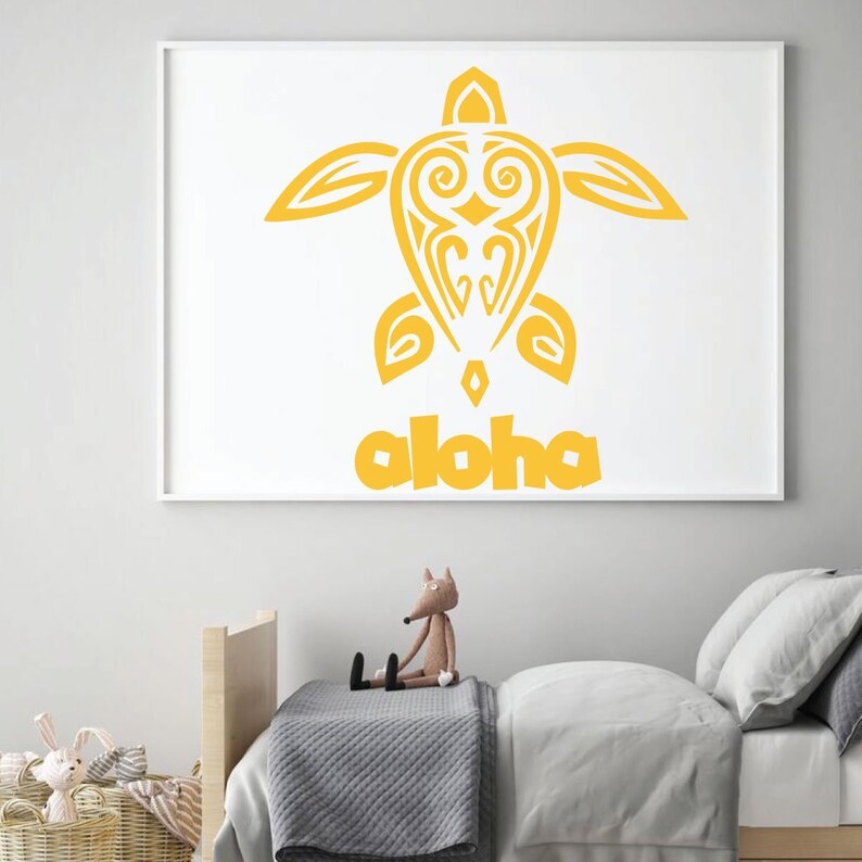 Aloha Wall Decal Sticker With Hawaiian Turtle Design - Vinyl Art ...