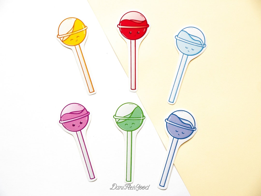 Cute Lollipop Sticker Pack, Kawaii Lollipop, Candy Vinyl Stickers, Cute ...