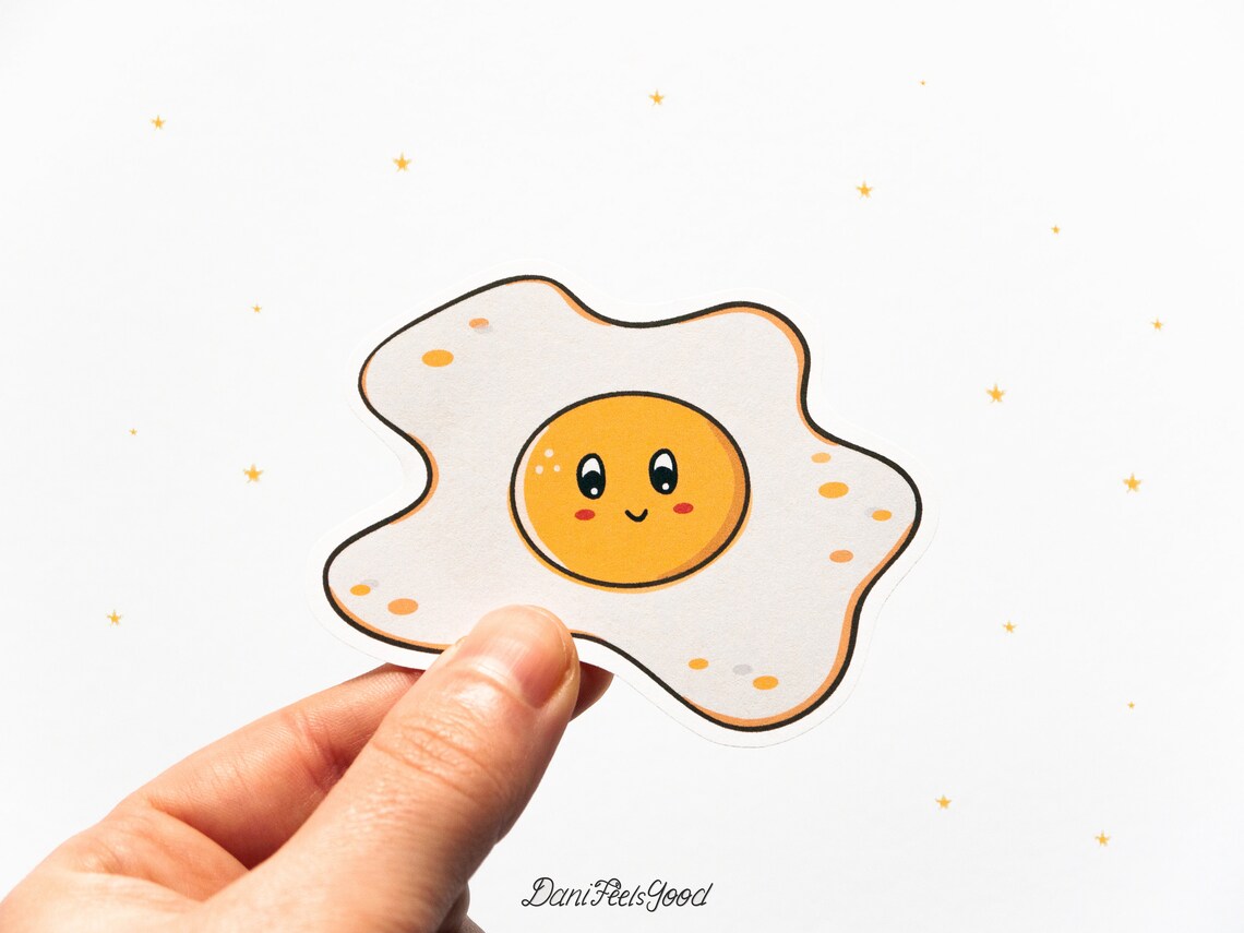 Cute Fried Egg Sticker Foodie Sticker Happy Egg Kawaii Egg - Etsy