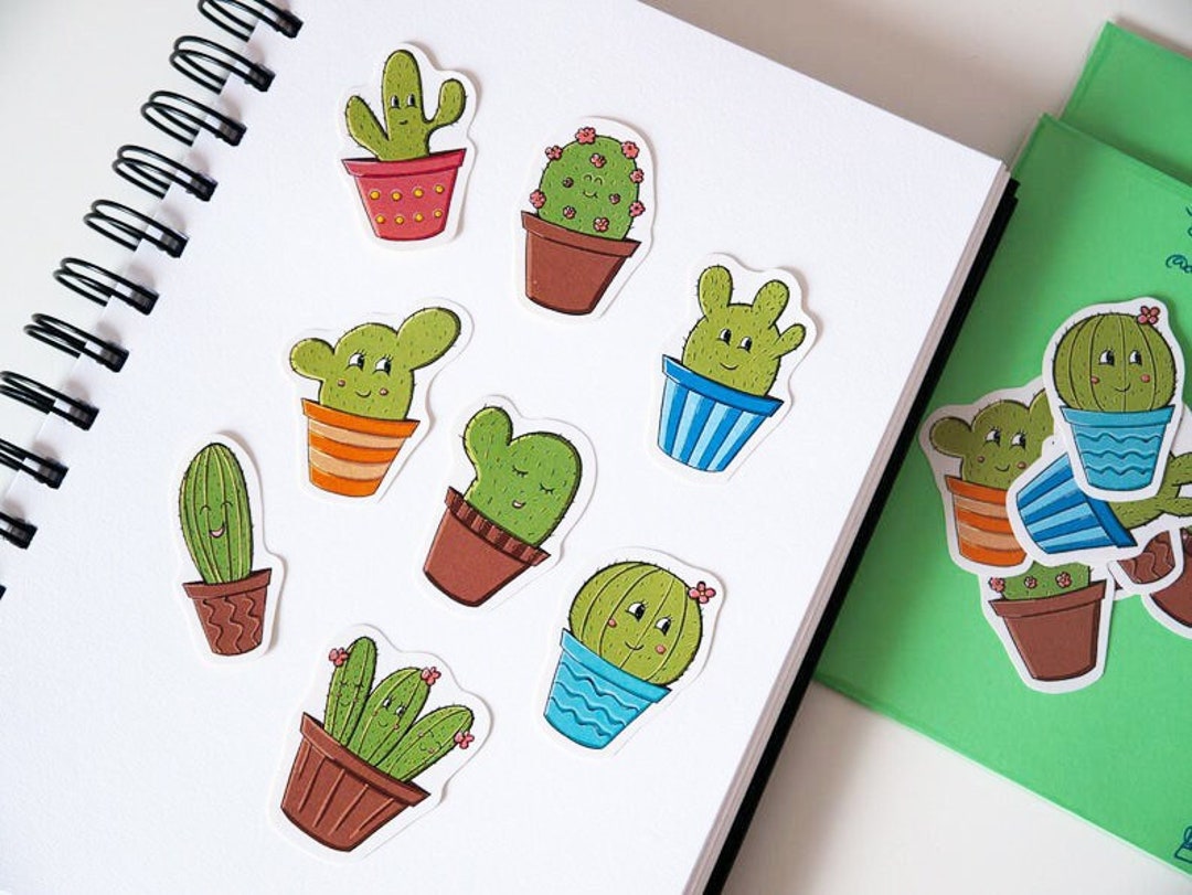 Cactus Sticker Pack, Cactus Vinyl Stickers, Succulents, Cacti, Spines ...