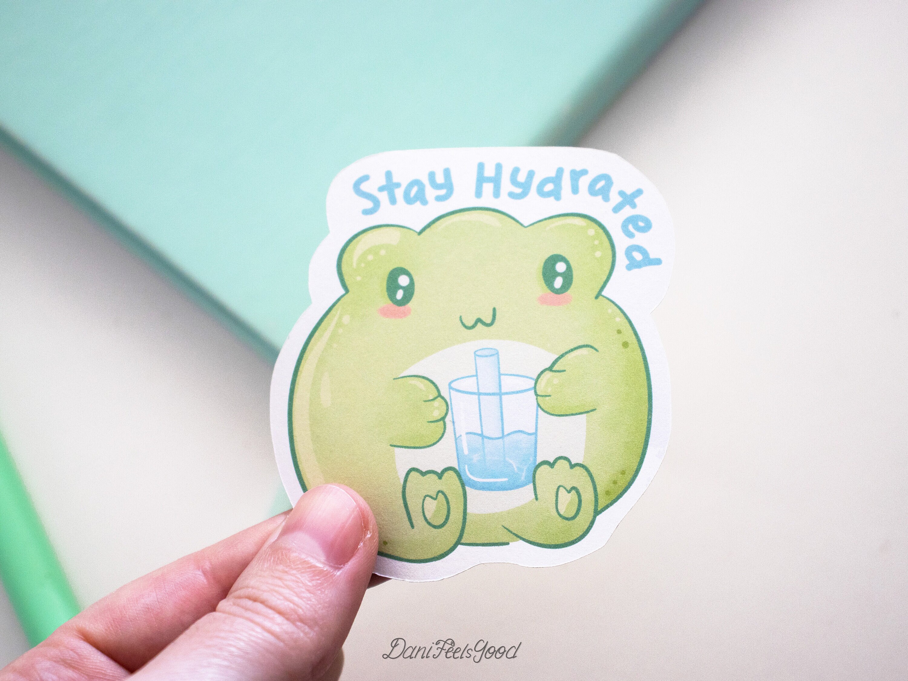 Stay Hydrated Vinyl Sticker, Cute Frog, Water Bottle Reminder Decal ...