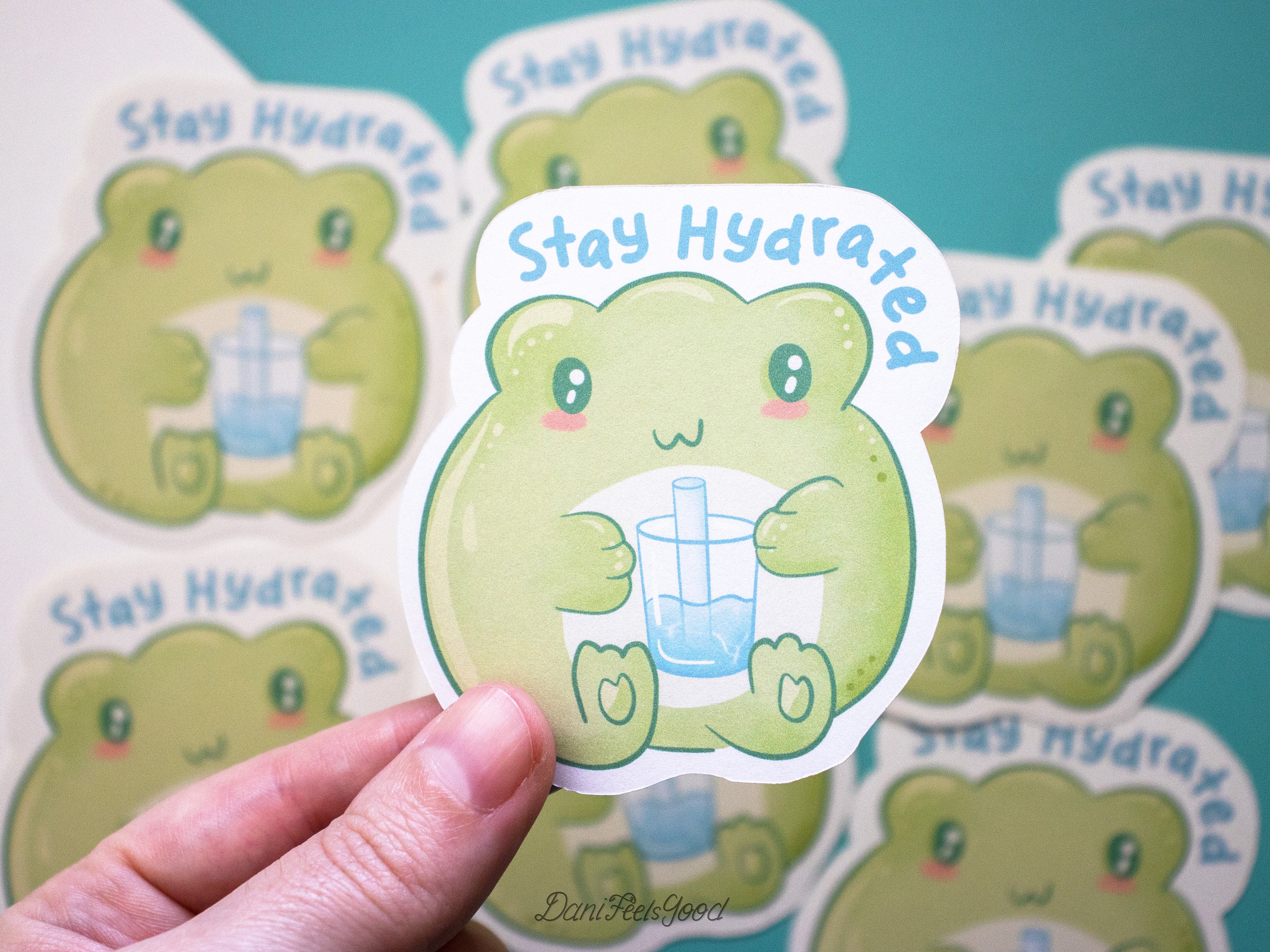 Stay Hydrated Vinyl Sticker, Cute Frog, Water Bottle Reminder Decal ...
