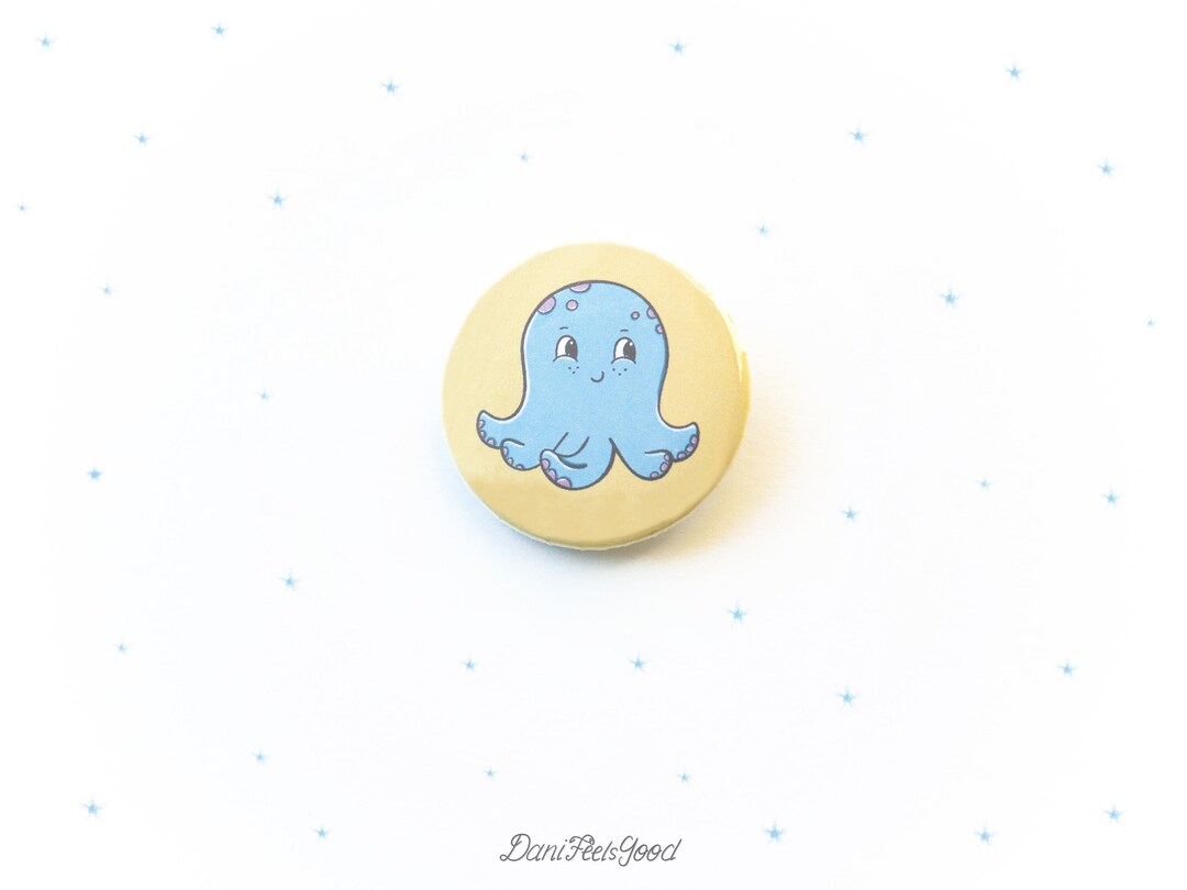 Cute Octopus Badge, Pin Button Octopus, Sea Animal, Nature, Aesthetic ...