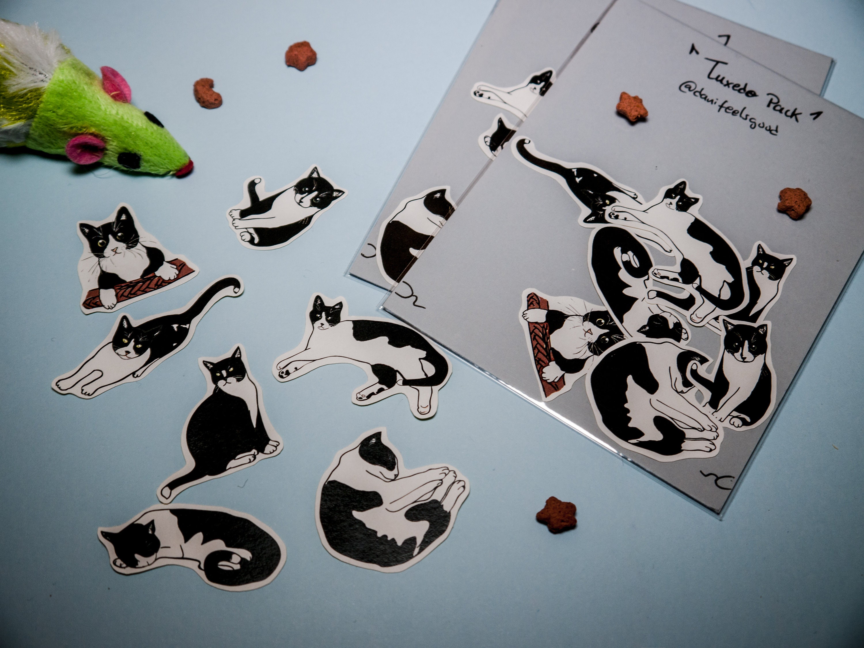 Tuxedo Cat Sticker Pack 7 Stickers Cute Tuxedo Cat - Etsy