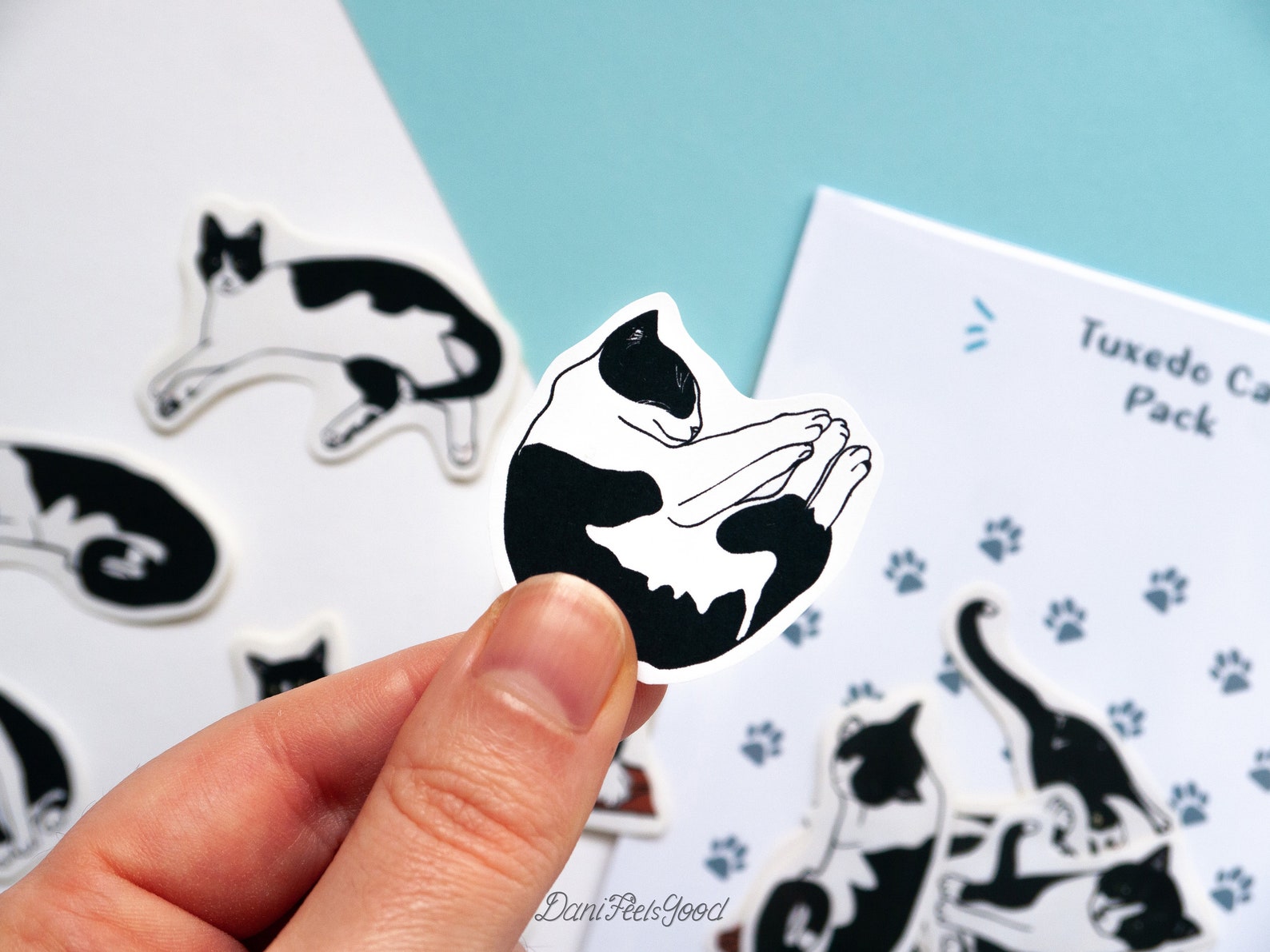 Tuxedo Cat Sticker Pack 7 Stickers Cute Tuxedo Cat - Etsy