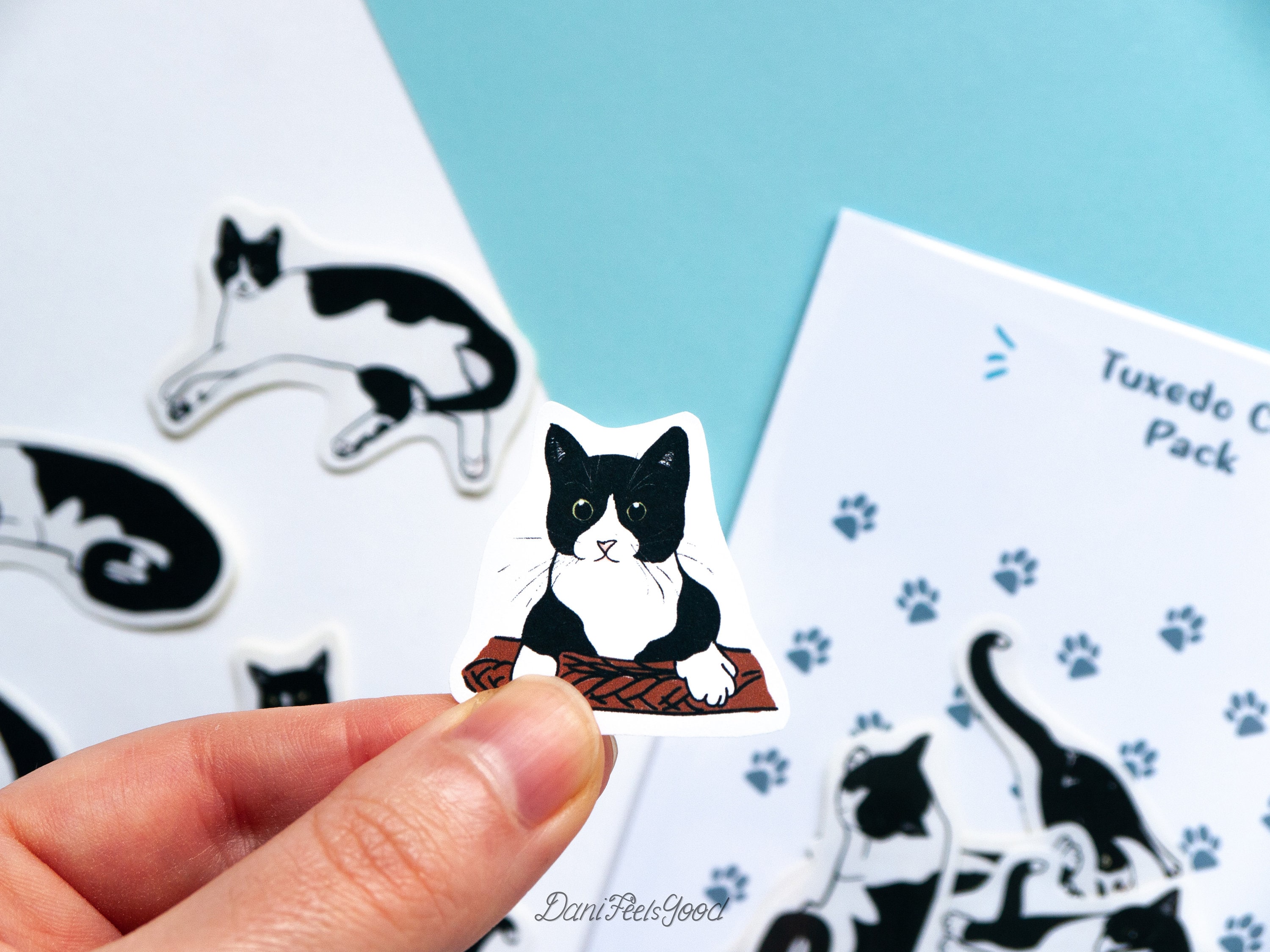 Tuxedo Cat Sticker Pack 7 Stickers Cute Tuxedo Cat - Etsy
