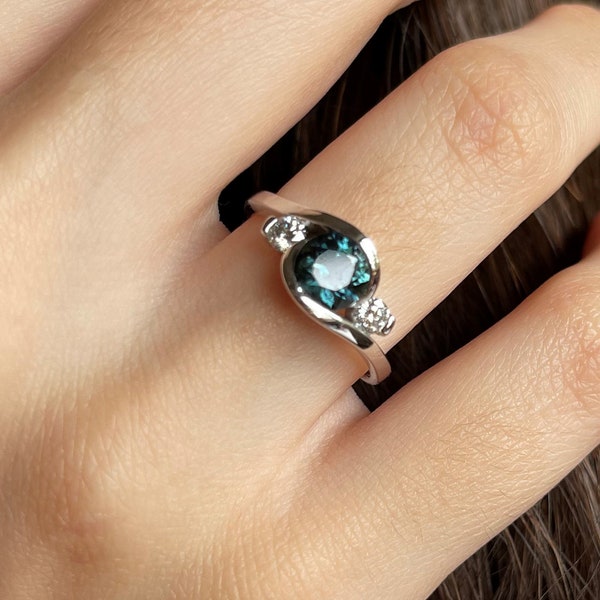 Teal Diamond Ring - Etsy