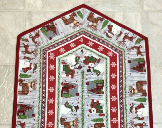 Quilted Snowman Table Runner Buffalo Plaid Winter Home Decor - Etsy
