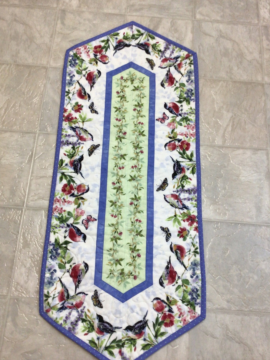 Spring Birds & Flowers Table Runner, Quilts for Sale, Quilted Table ...