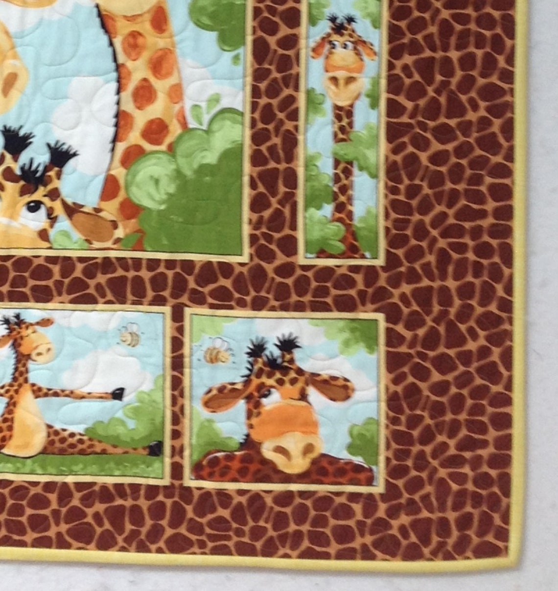 Giraffe Panel Baby Quilt Quilted Wall Hanging Nursery Decor | Etsy