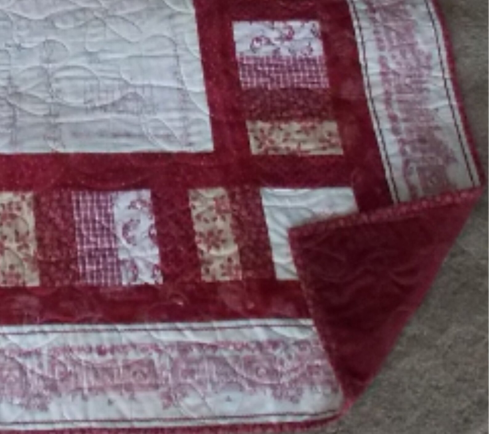 Printed Red Work Look Quilt Handmade Quilts for Sale Lap - Etsy