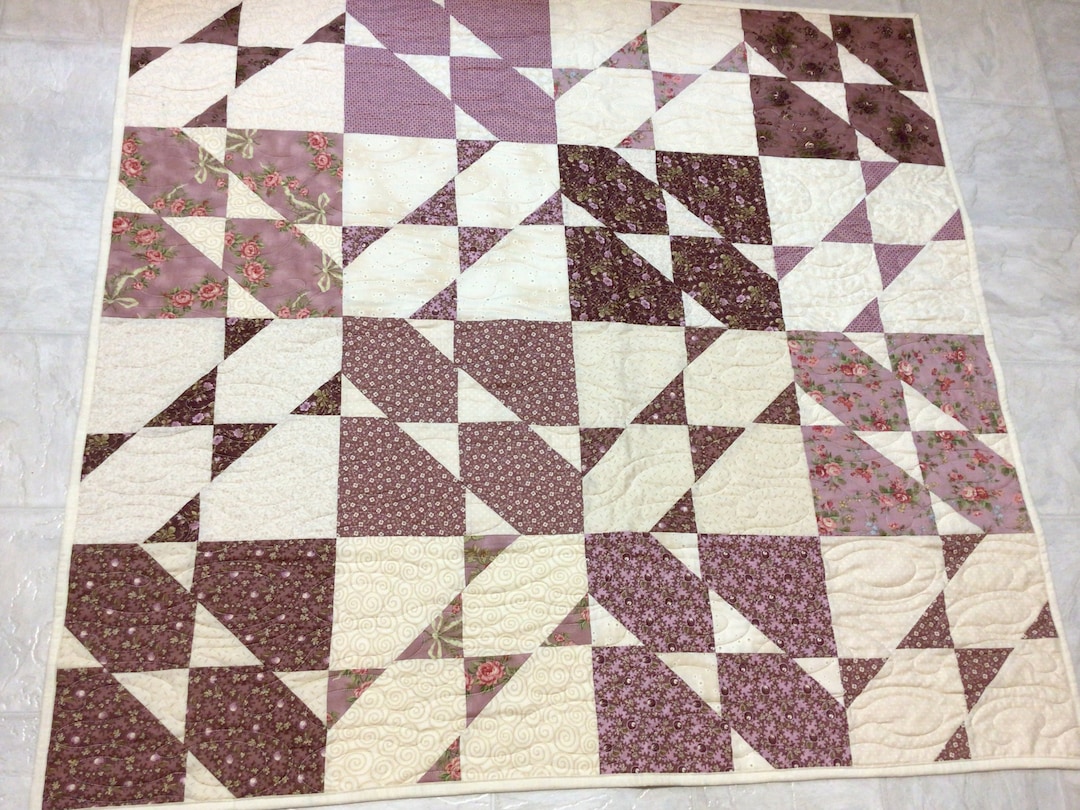 Mauve Lap Quilt, Handmade Quilted Wall Hanging, Friendship Gift ...