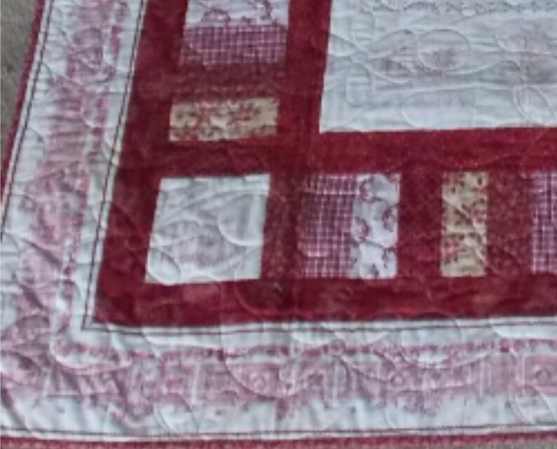Printed Red Work Look Quilt Handmade Quilts for Sale Lap - Etsy