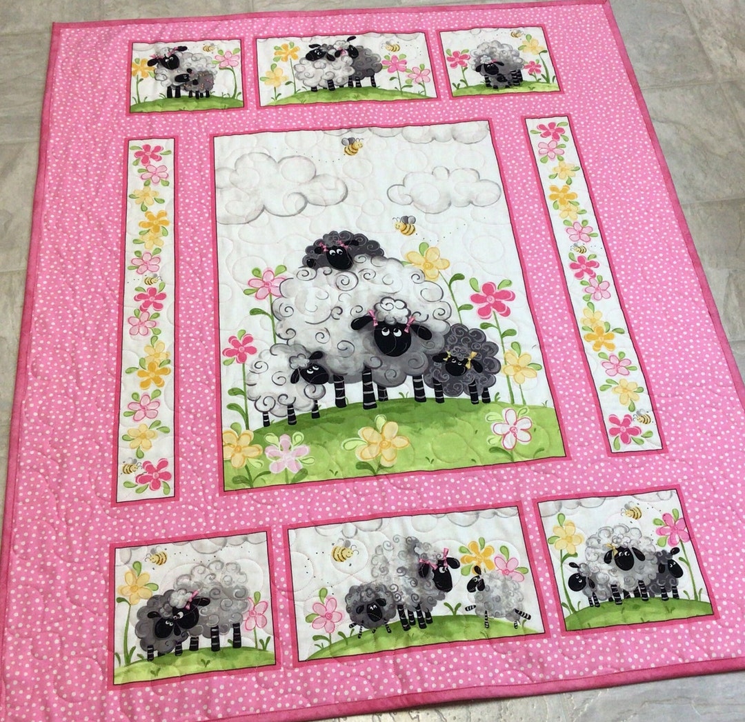 Lamb Panel Quilt, Baby Quilt, Handmade Quilts for Sale, Nursery Decor ...