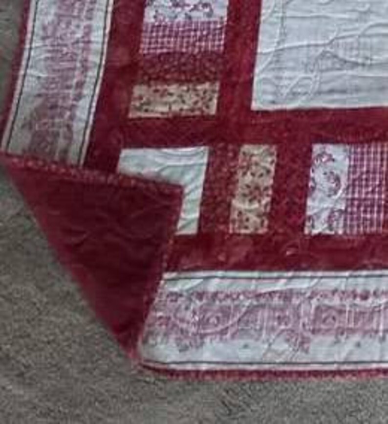 Printed Red Work Look Quilt Handmade Quilts for Sale Lap - Etsy