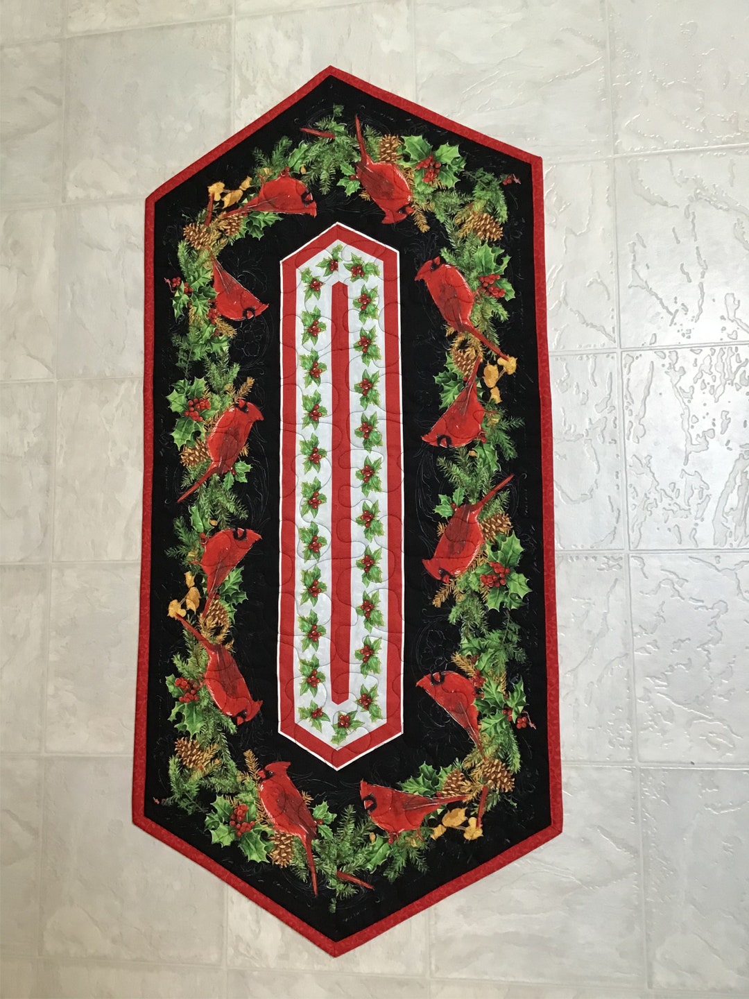 Cardinal Table Runner, Quilts for Sale, Quilted Table Runner, Christmas ...