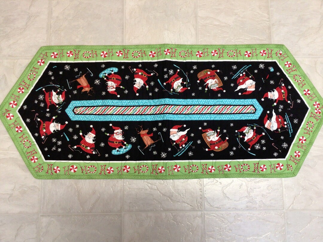 Happy Santa Table Runner, Quilts for Sale, Quilted Table Runner, Home ...