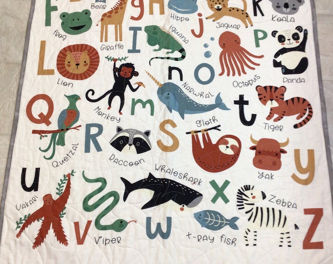 ABC Panel Quilt, Baby Quilt, Handmade Quilts for Sale, Nursery Decor ...