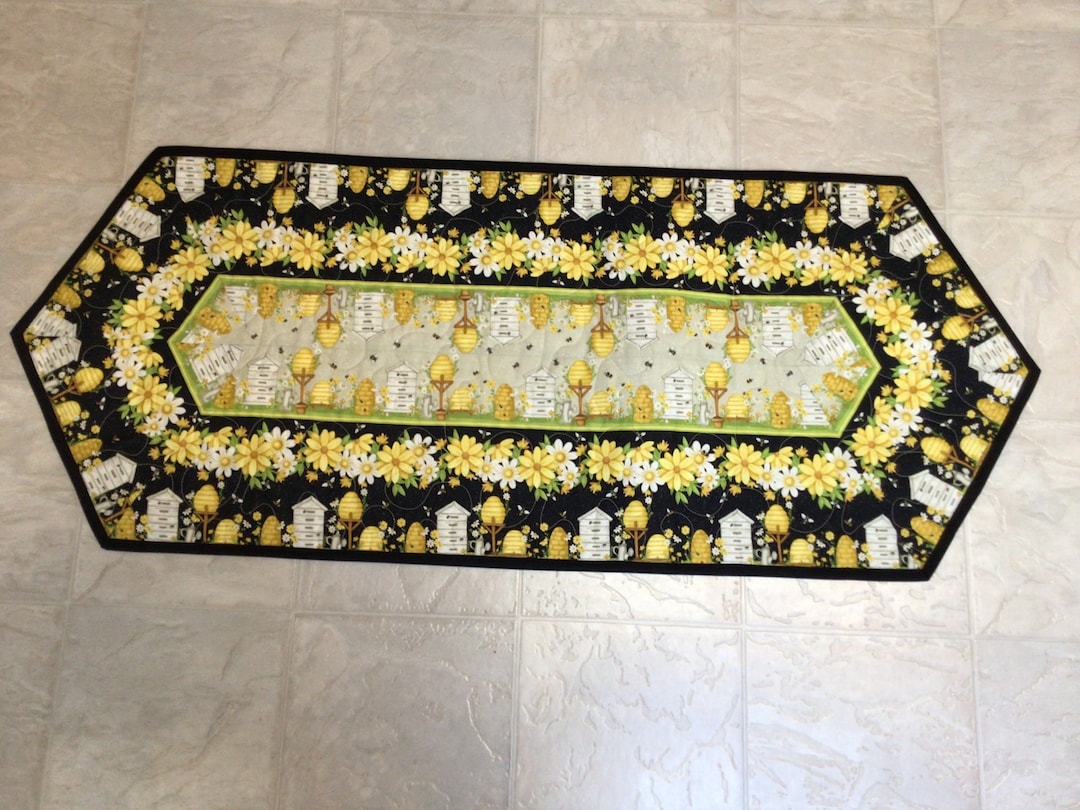 Bee Hives Table Runner, Quilted Table Runner, Home Decor, Floral Decor ...