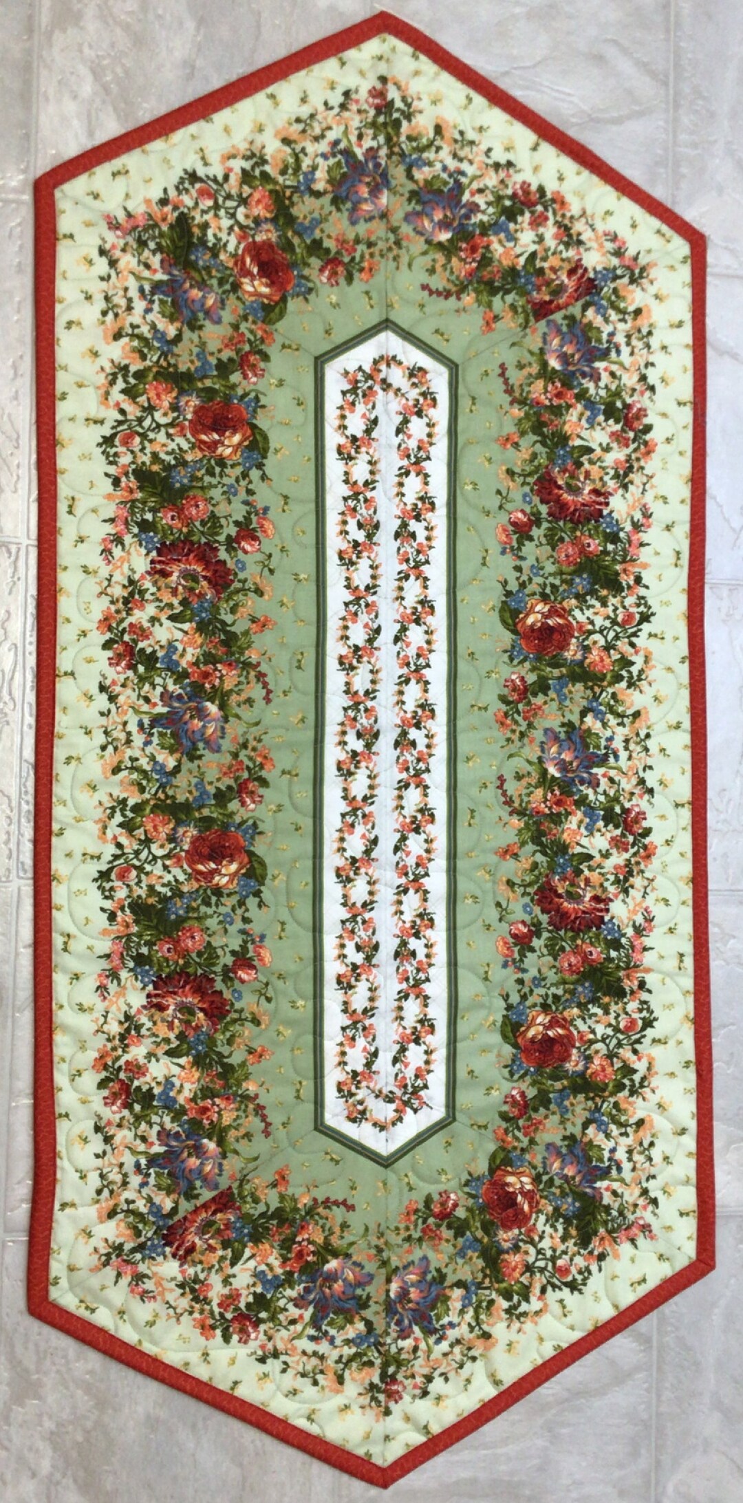 Floral Garden Table Runner, Quilts for Sale, Quilted Table Runner, Home ...