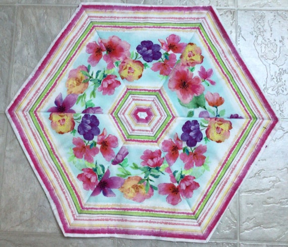 Multi-colored Flowers Table Topper Quilts for Sale Home | Etsy