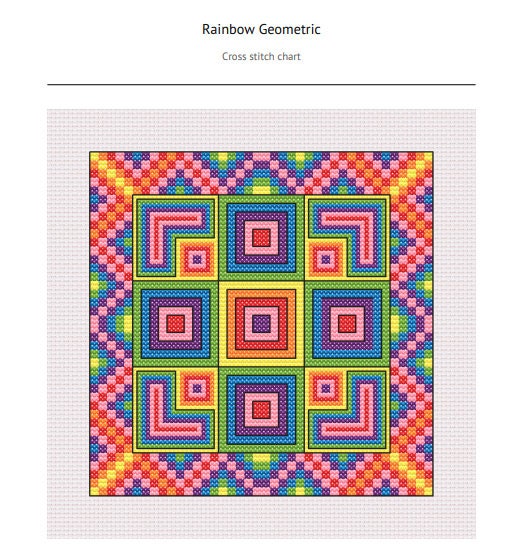 Rainbow Geometric Cross Stitch Design - Etsy