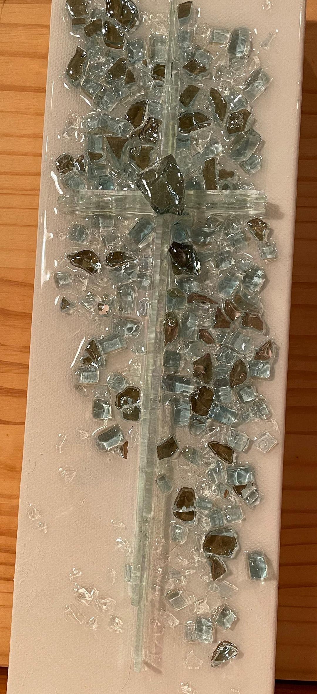 Beautiful Hand Cut Clear Glass Cross on Canvas Panel - Etsy