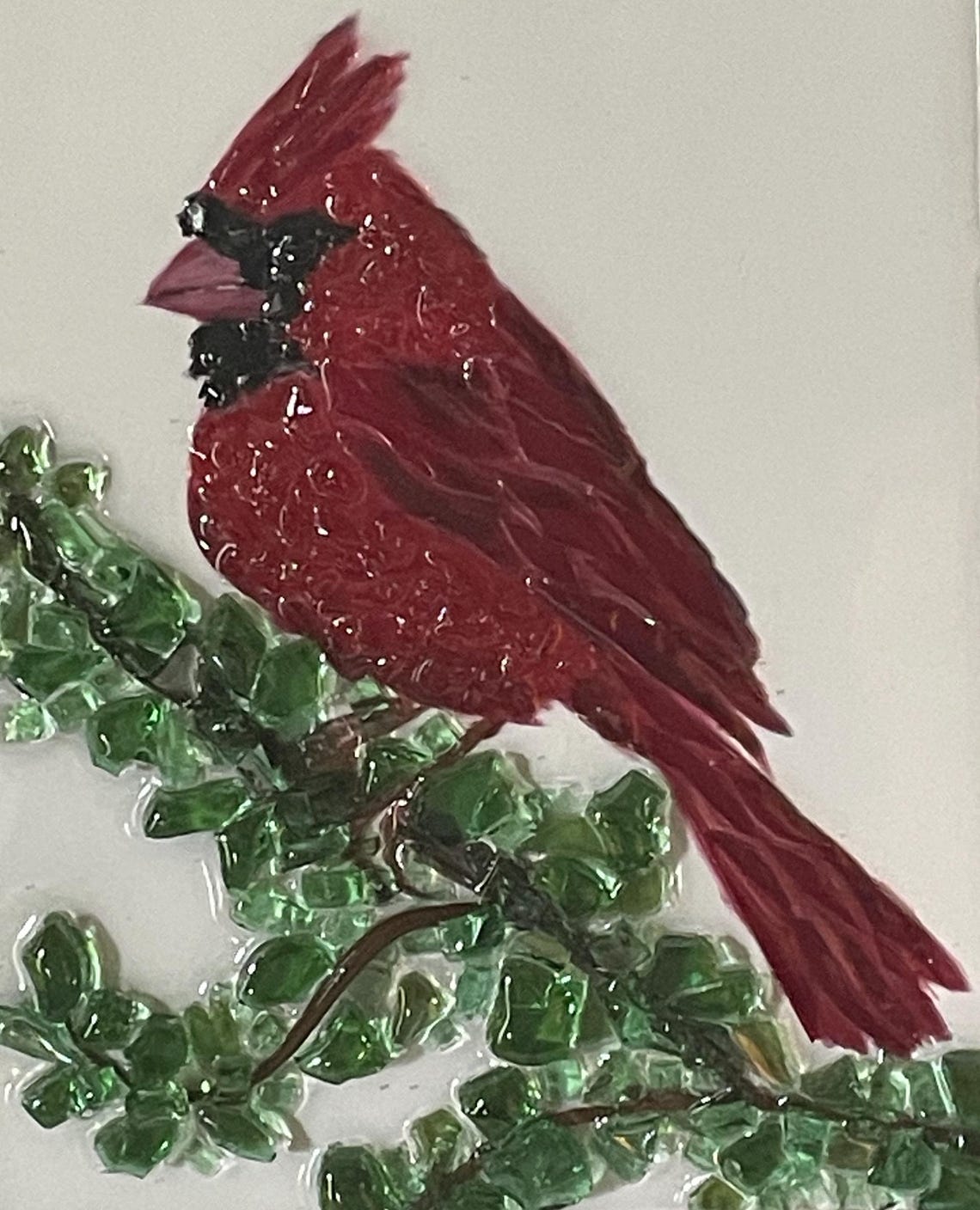 Handcrafted Glass Art Red Cardinal in Rustic Weathered Wood Frame - Etsy