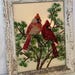 Handcrafted Glass Art Pair of Red Cardinals on Rustic Weathered Wood ...