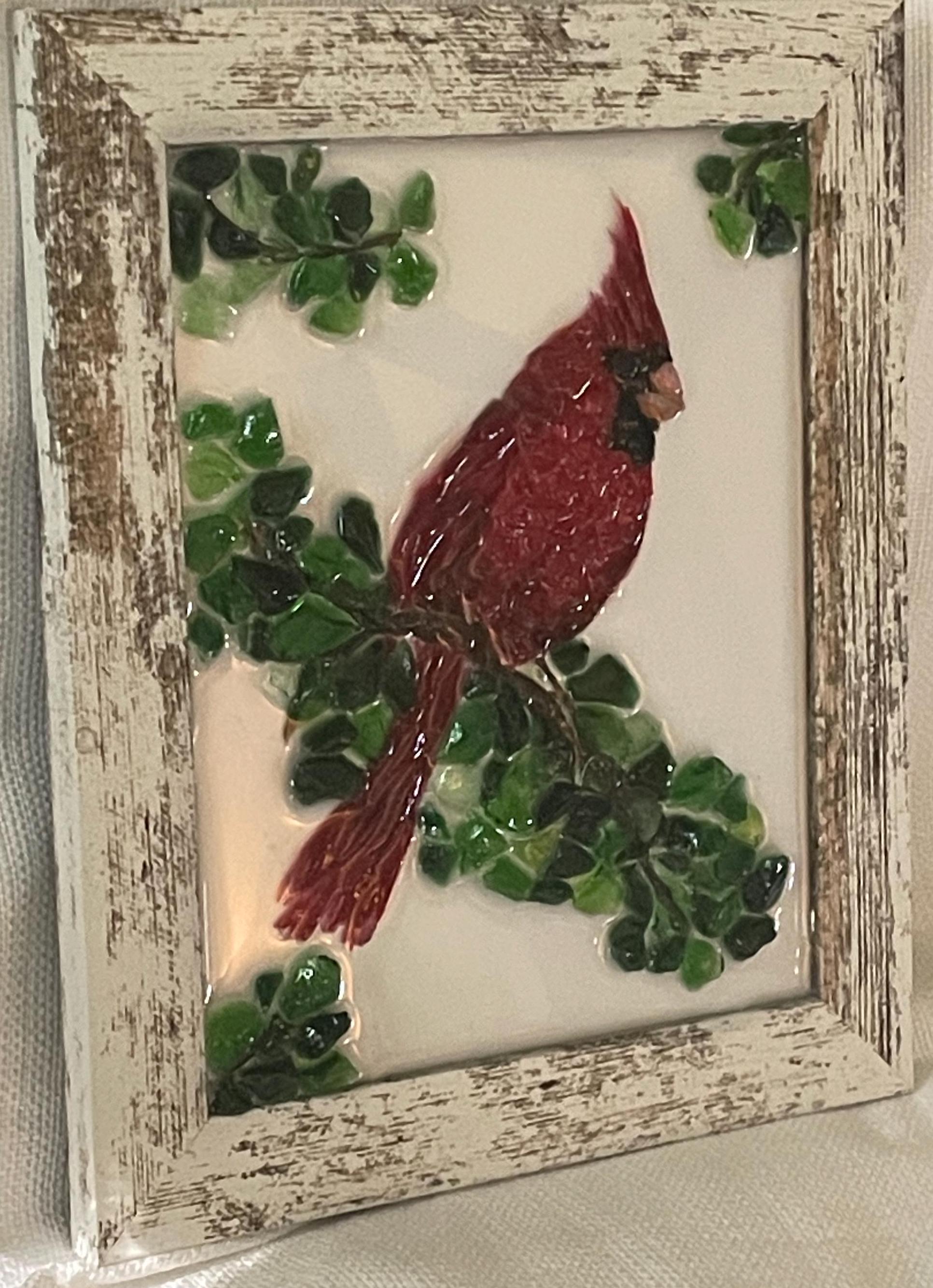 Handcrafted Glass Art Red Cardinal on Rustic Weathered Wood Frame - Etsy